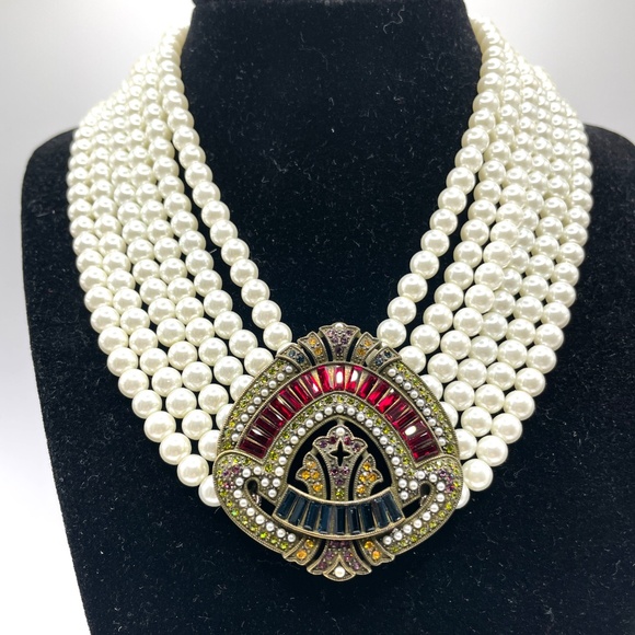 Heidi Daus | Jewelry | Heidi Daus Art Deco Style Pearl Crystal Necklace ...